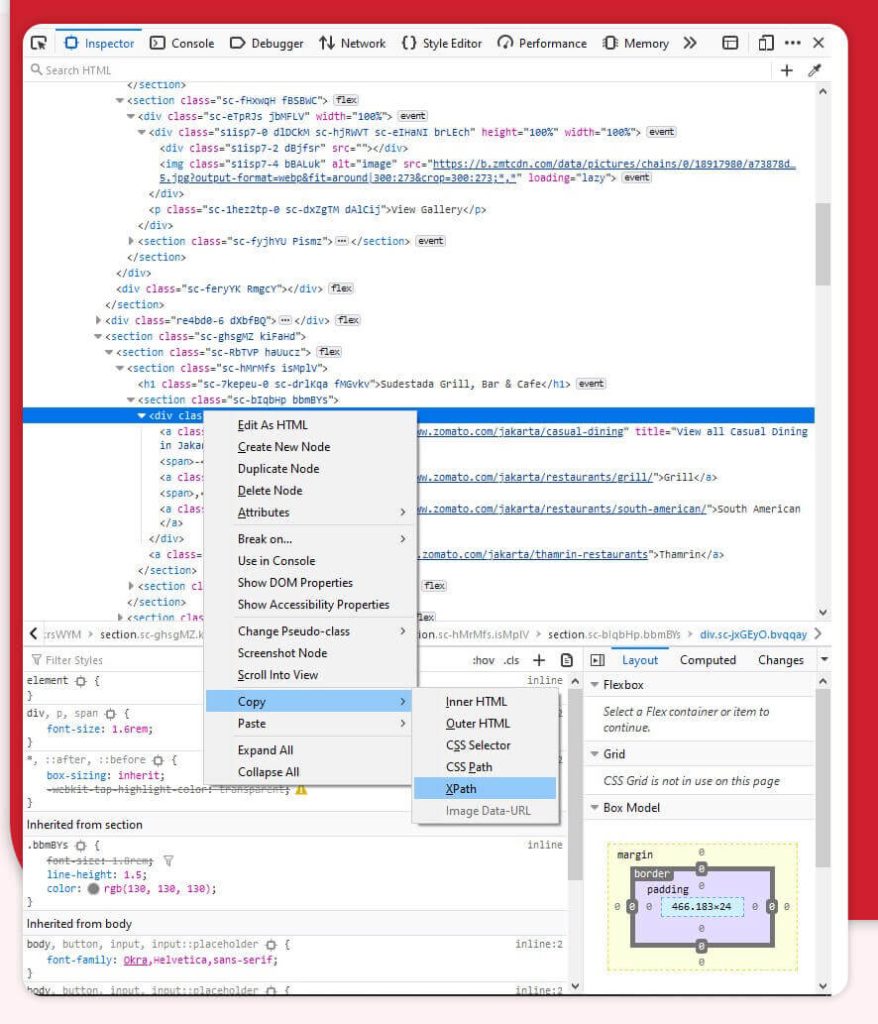 How to Scrape Data Foods Around Jakarta Using Selenium Zomato?